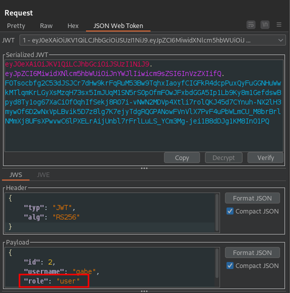 JWT Attacks - Applied Review · Gabe's Writeups